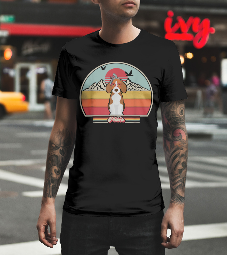 Paws And Punch Beagle Sunset Mountain T-Shirt