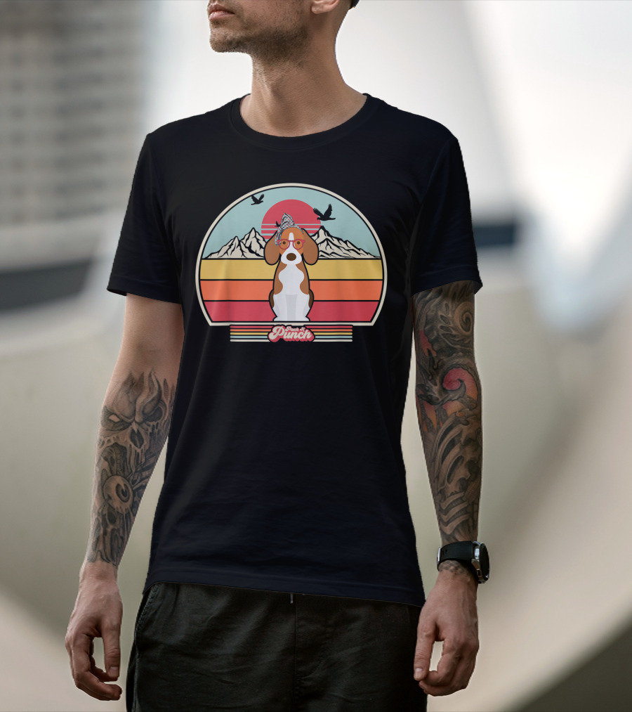 Paws And Punch Beagle Sunset Mountain T-Shirt