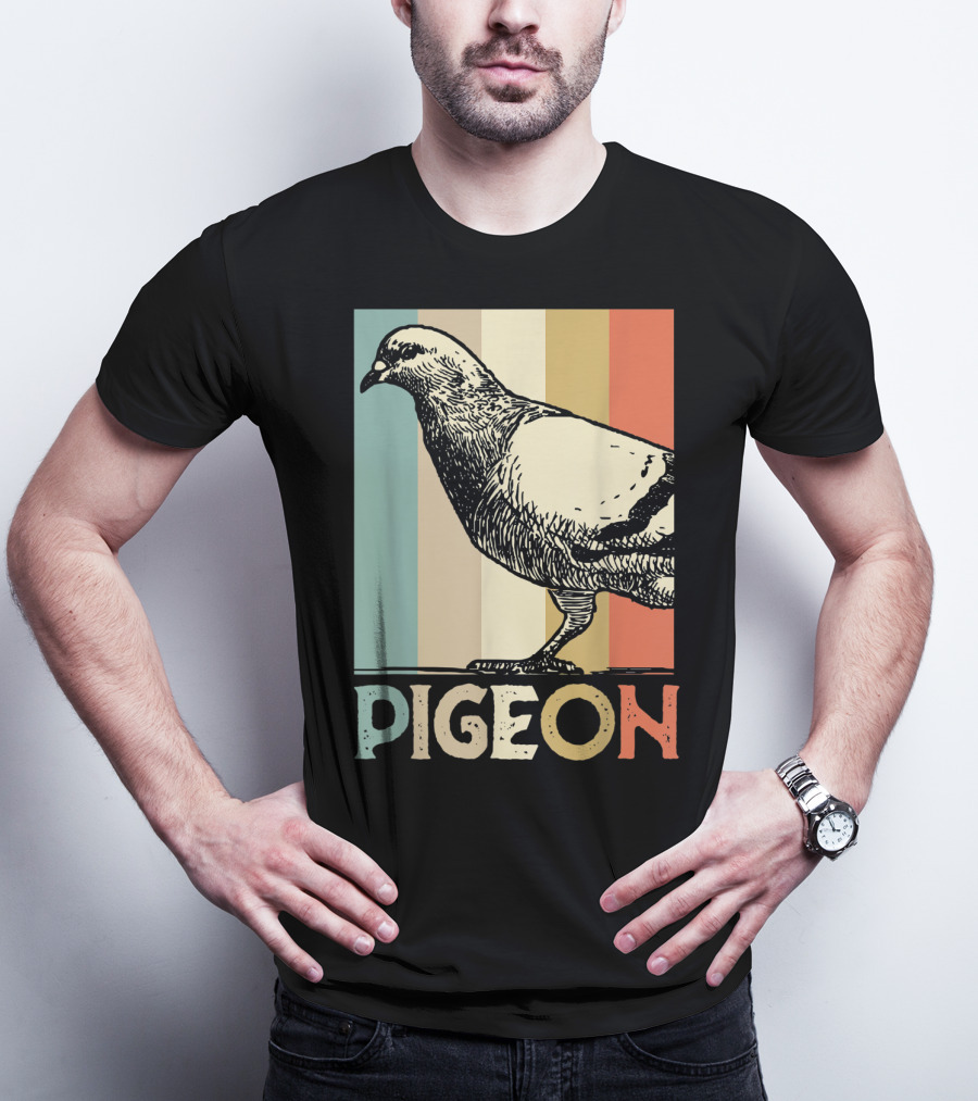 Pigeon Breeder Racing Retro Bird Stripes T-Shirt