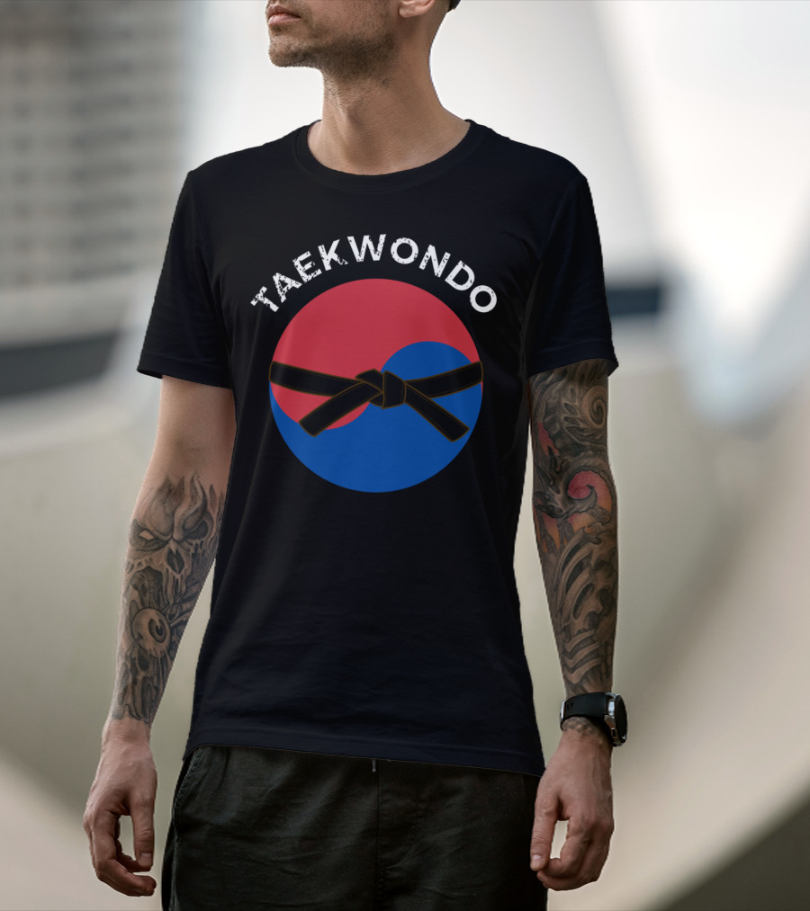 Taekwondo Korean Flag Black Belt Martial Arts T-Shirt
