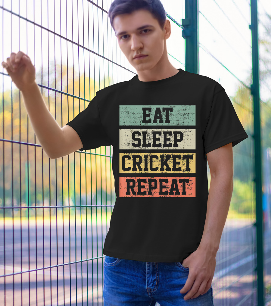 Eat Sleep Cricket Repeat Vintage Player Coach T-Shirt
