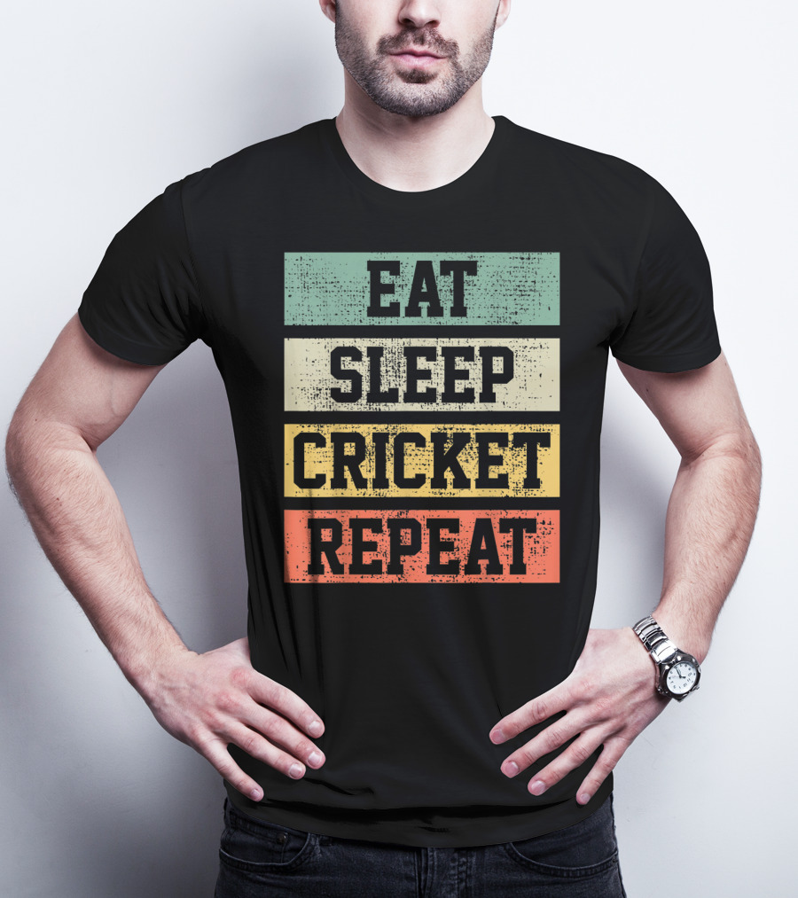 Eat Sleep Cricket Repeat Vintage Player Coach T-Shirt