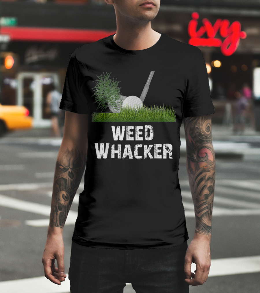 Weed Whacker Distressed Funny Golf Ball Grass T-Shirt