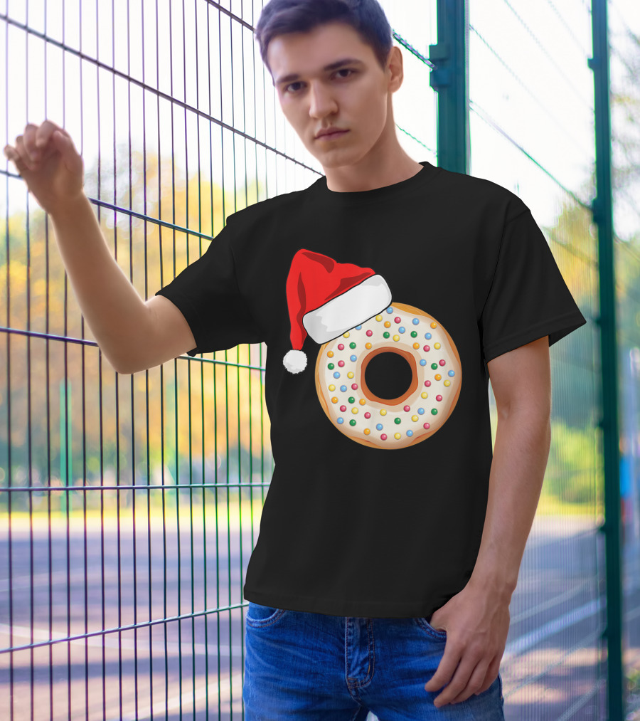 Funny Donut Santa Hat With Sprinkles T-Shirt
