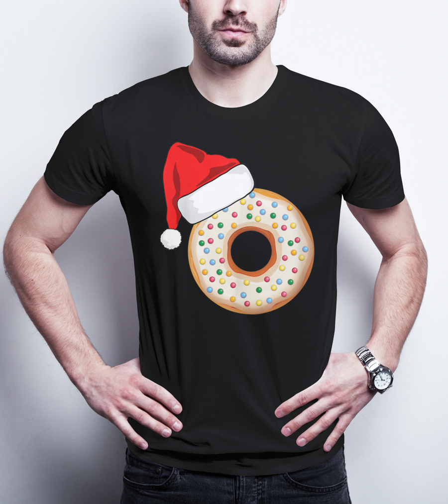 Funny Donut Santa Hat With Sprinkles T-Shirt