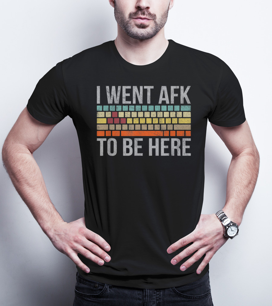 I Went AFK To Be Here Funny PC Gamer Retro Keyboard Blocks T-Shirt