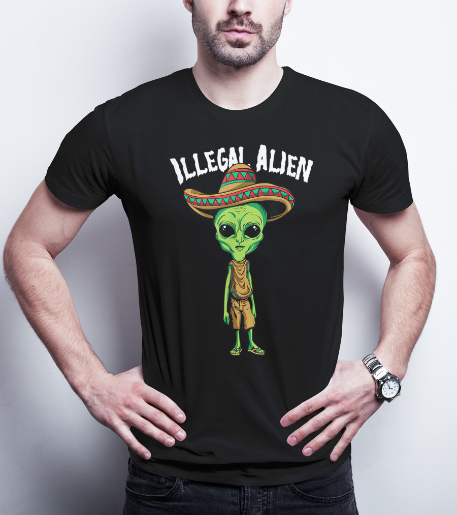 Illegal Alien Funny Mexico Spanish UFO Sombrero T-Shirt