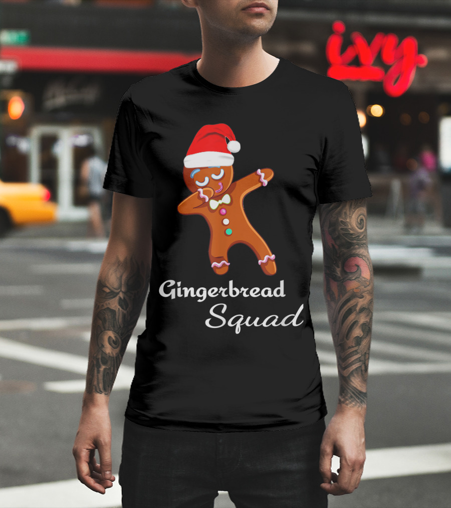 Gingers For Life Dabbing Gingerbread Squad With Santa Hat T-Shirt
