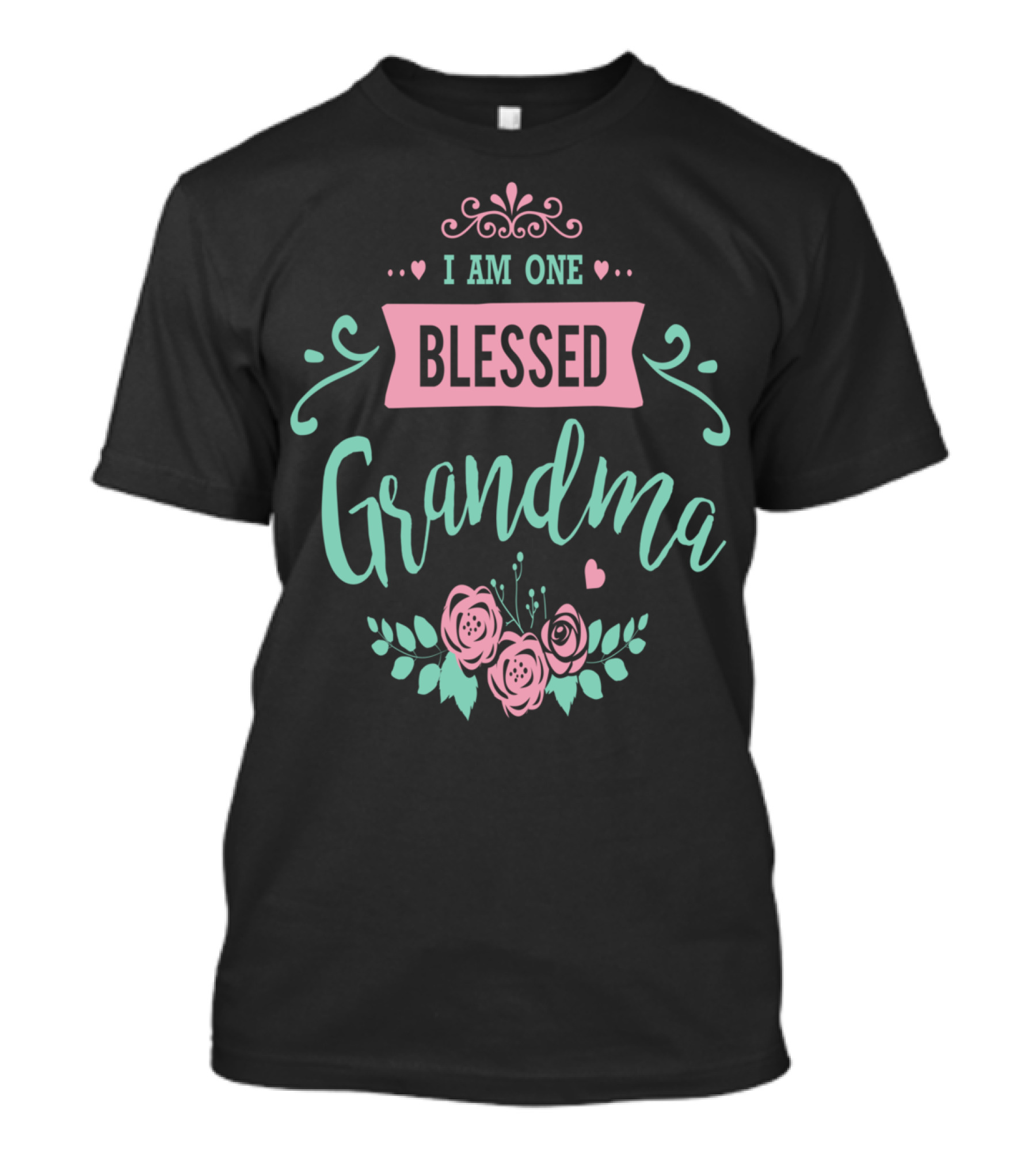 I Am One Blessed Grandma Floral Peach Teal T-Shirt