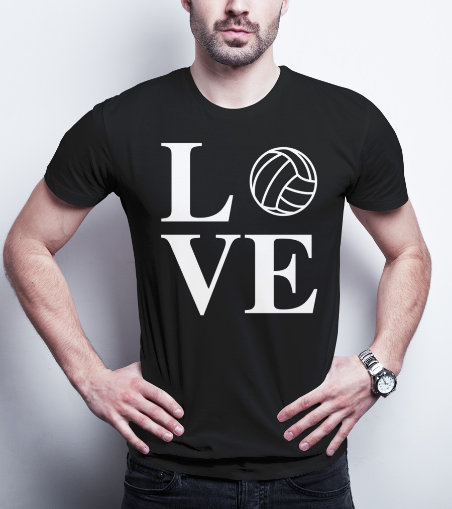 Love Volleyball Ball Symbol Typography T-Shirt