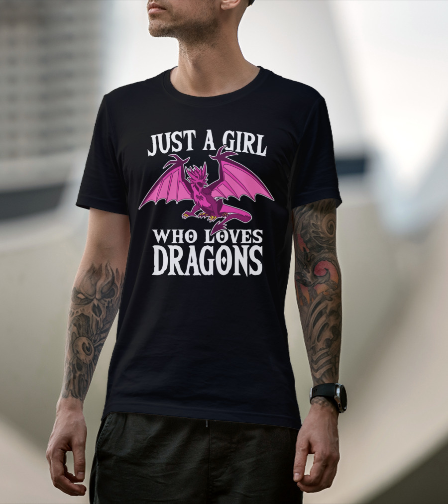 Just A Girl Who Loves Dragons Pink Creature T-Shirt