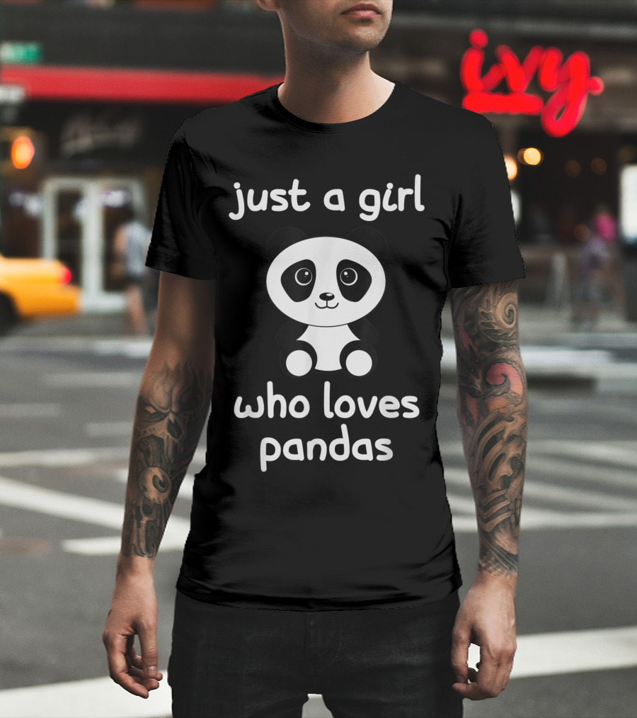 Just A Girl Who Loves Pandas Cute Panda Cartoon T-Shirt