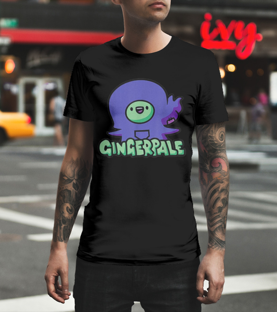 Gingerpale Cute Character With Purple And Green T-Shirt
