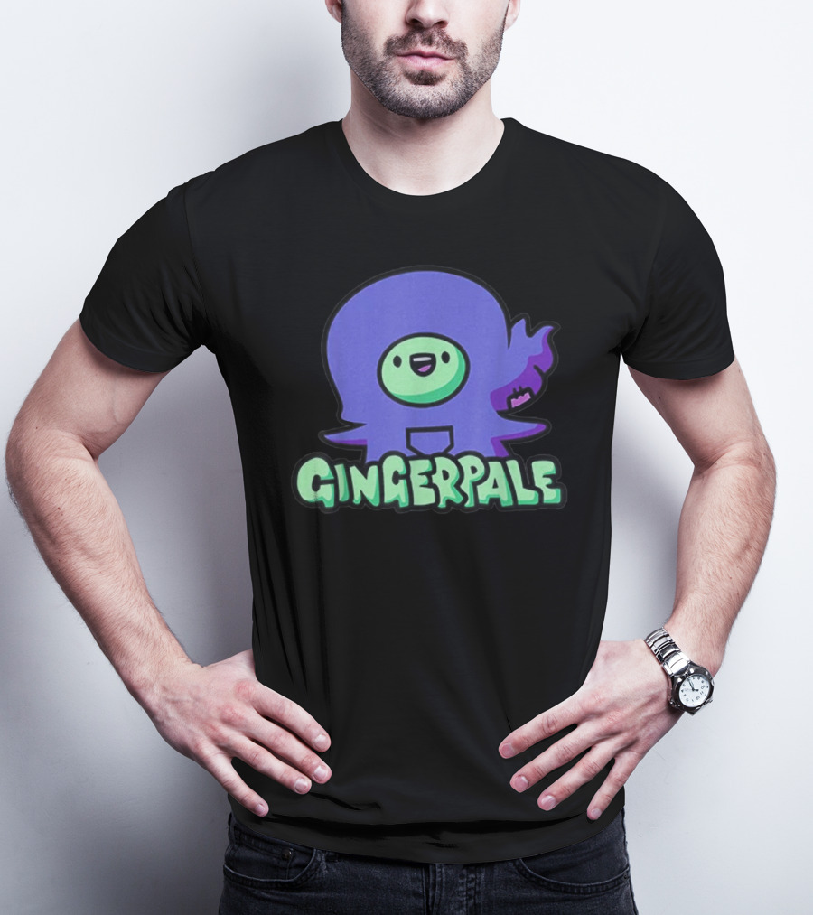 Gingerpale Cute Character With Purple And Green T-Shirt
