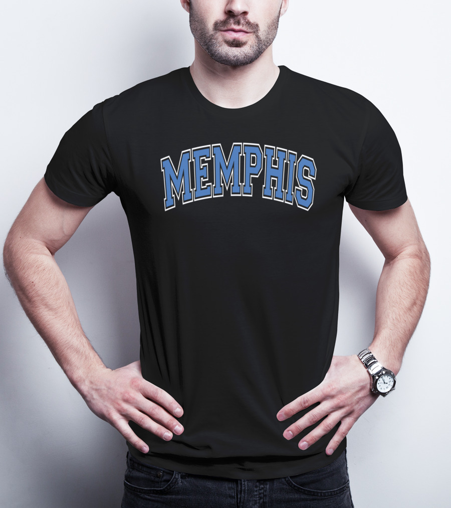 Memphis Varsity Arch Blue Letters T-Shirt