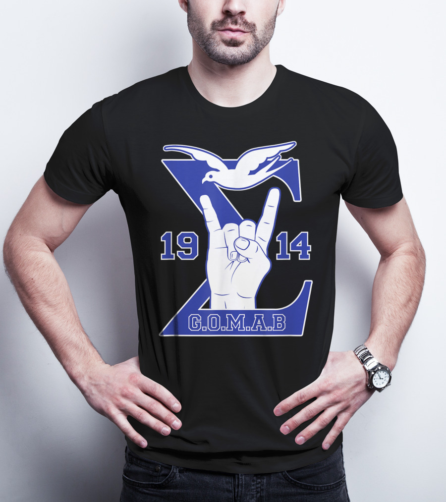 1914 Sigma Dove Hand Sign G.O.M.A.B Blue T-Shirt