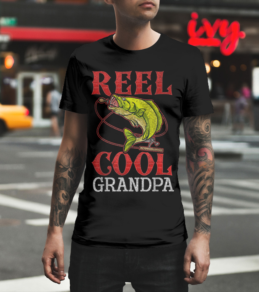 Reel Cool Grandpa Fishing Lover Bass Catcher T-Shirt