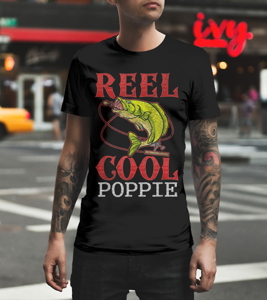 Reel Cool Poppie Fishing Lover Bass Jumping Rod T-Shirt