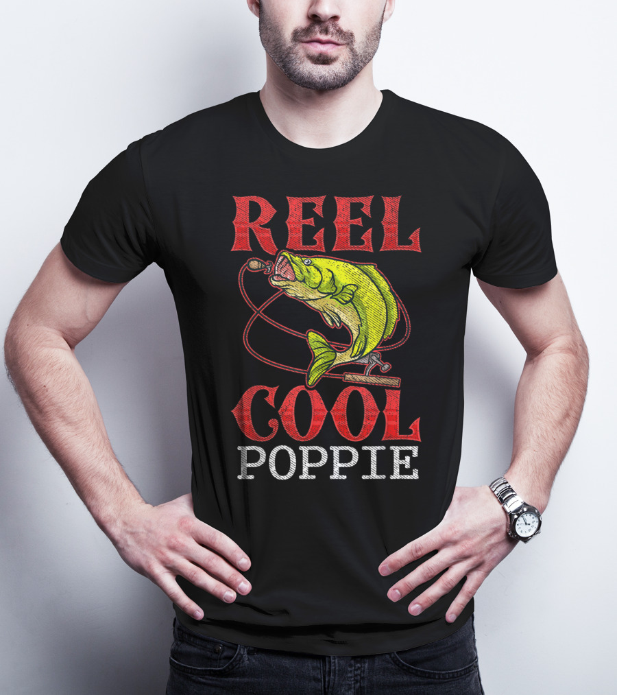 Reel Cool Poppie Fishing Lover Bass Jumping Rod T-Shirt