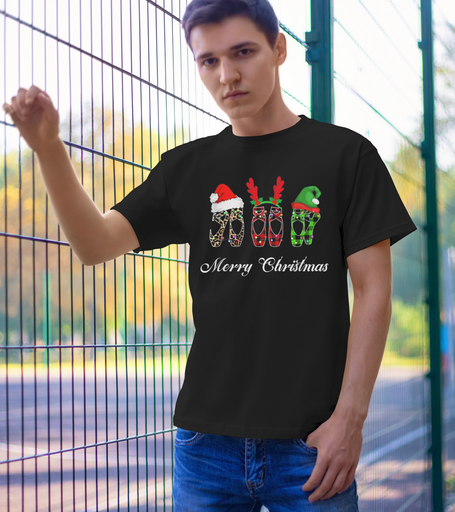 Merry Christmas Ballet With Holiday Shoes And Accessories T-Shirt