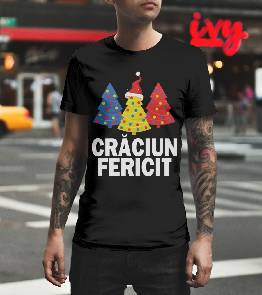 Crăciun Fericit Merry Christmas Romanian Trees Romania Lovers T-Shirt