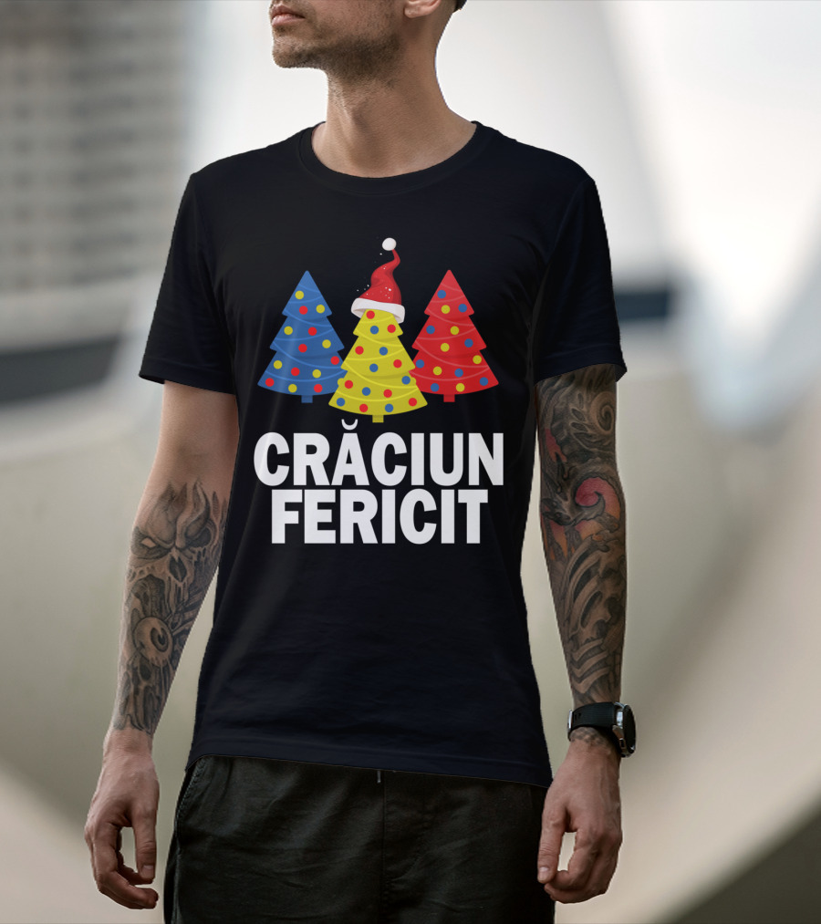 Crăciun Fericit Merry Christmas Romanian Trees Romania Lovers T-Shirt