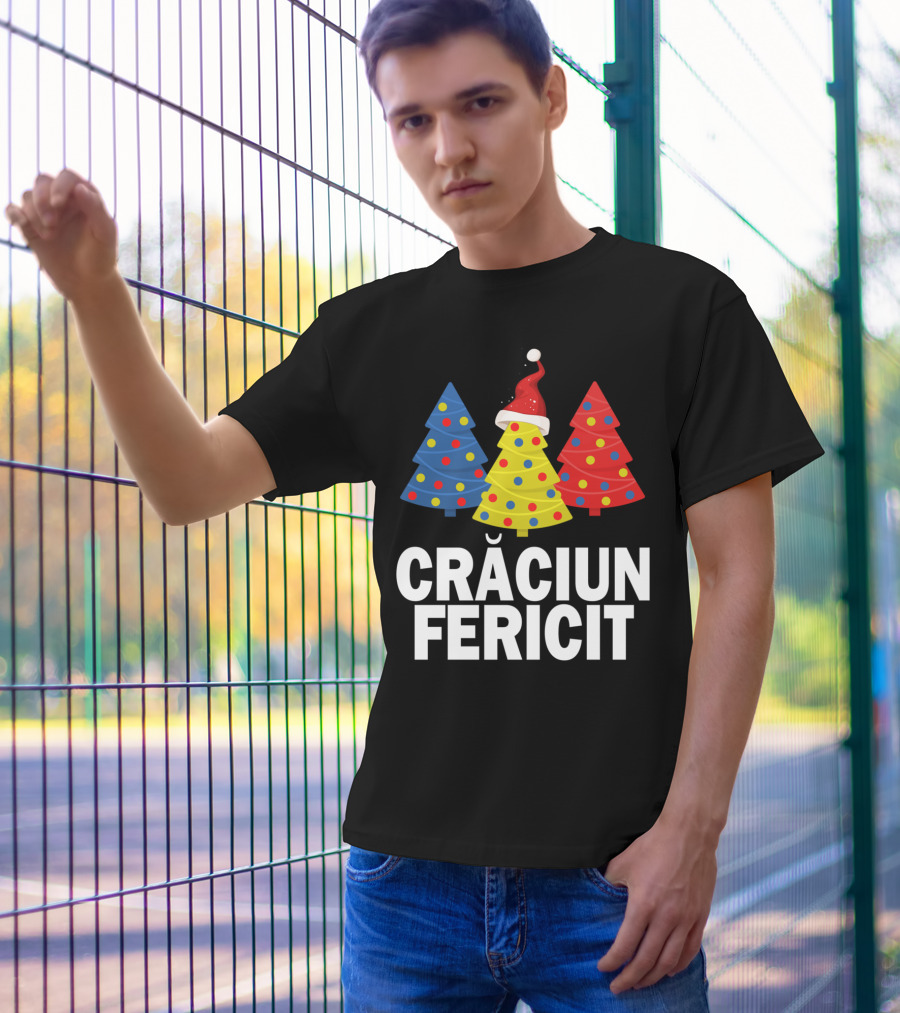 Crăciun Fericit Merry Christmas Romanian Trees Romania Lovers T-Shirt