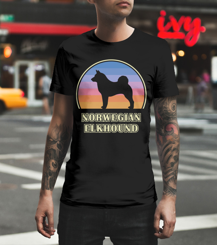 Norwegian Elkhound Vintage Sunset T-Shirt