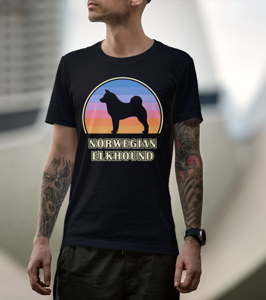Norwegian Elkhound Vintage Sunset T-Shirt