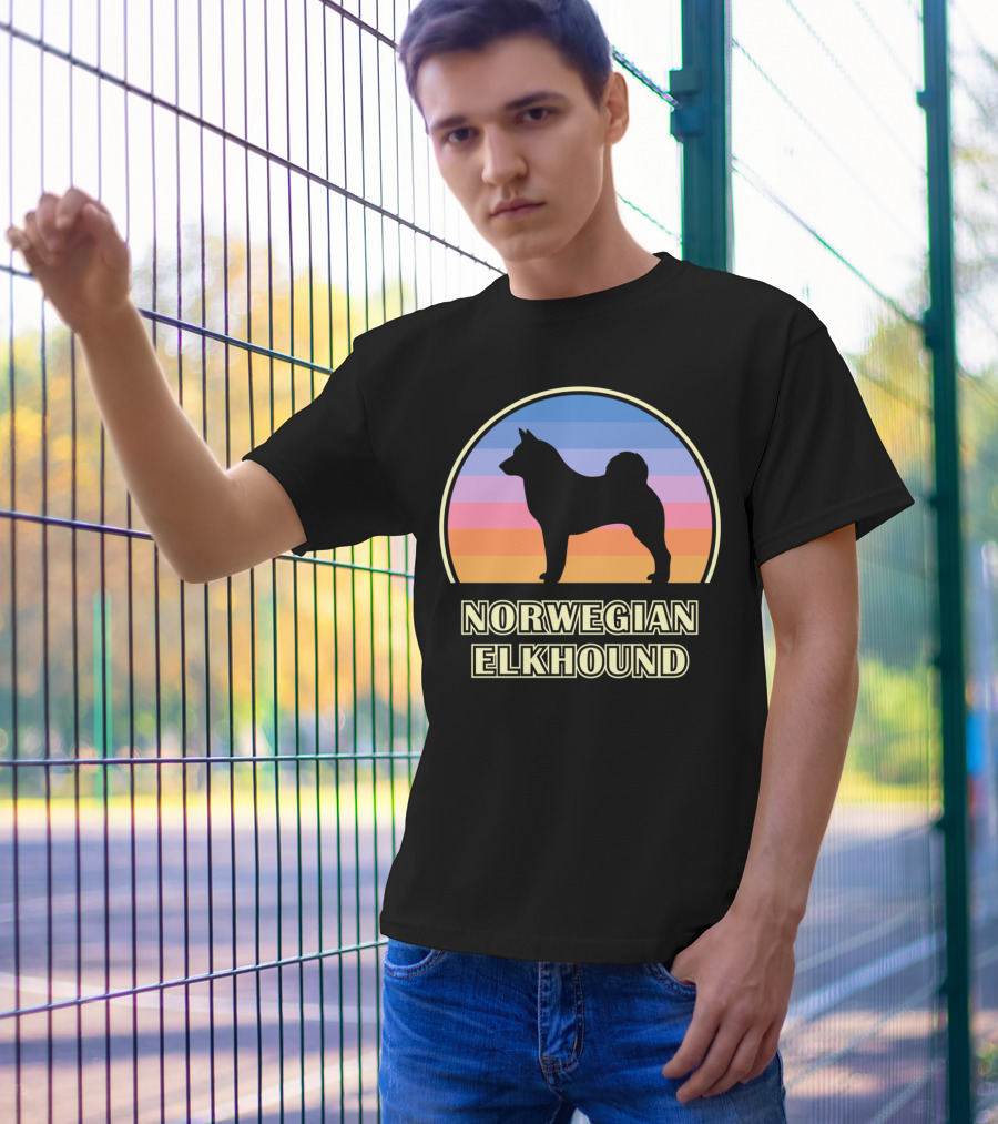 Norwegian Elkhound Vintage Sunset T-Shirt