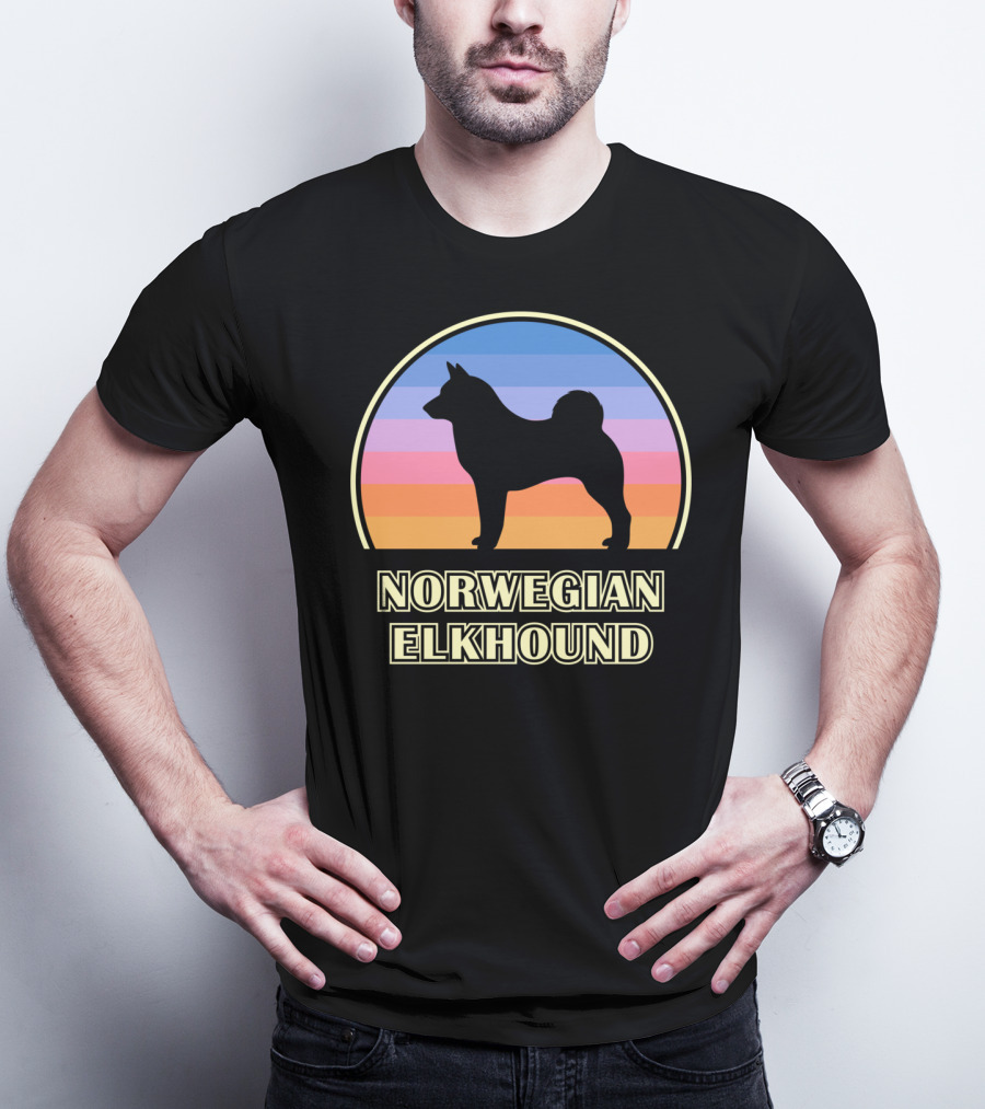 Norwegian Elkhound Vintage Sunset T-Shirt