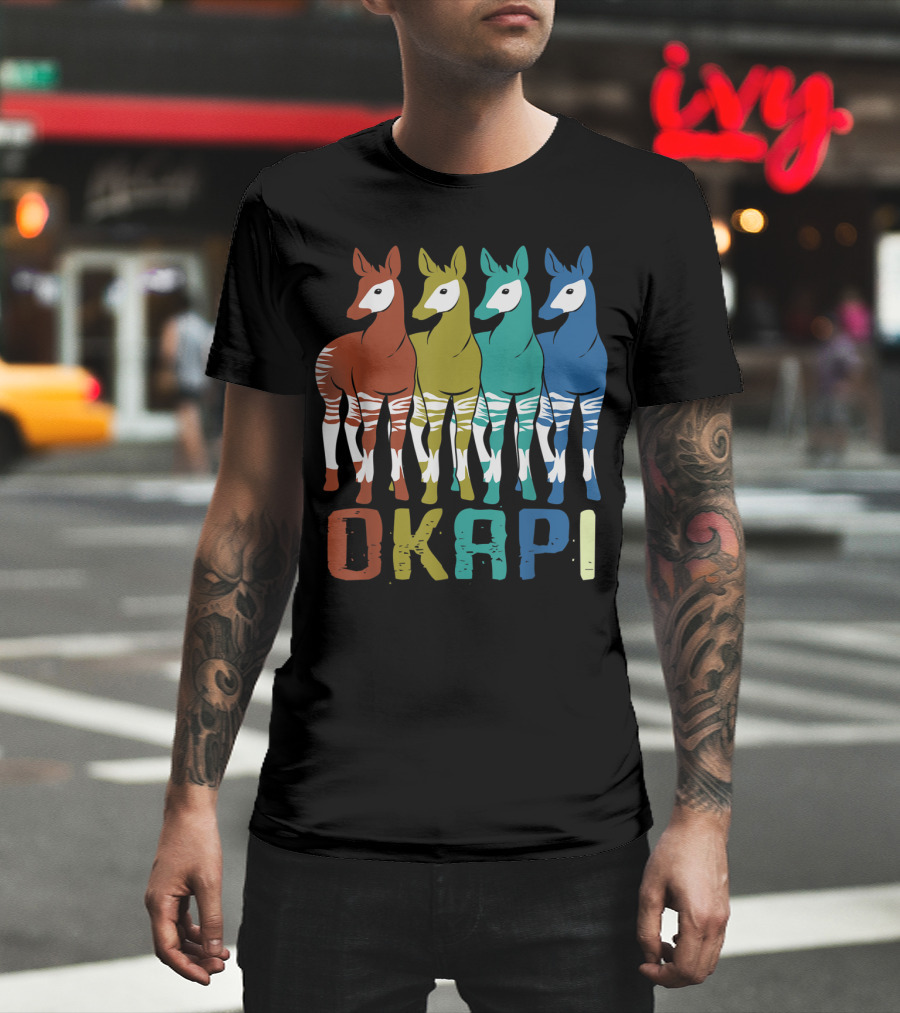 Okapi Family Colorful Okapi Flock T-Shirt