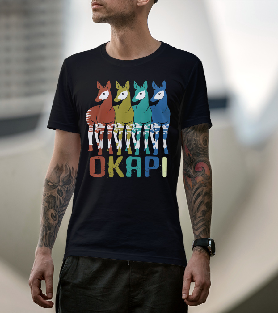 Okapi Family Colorful Okapi Flock T-Shirt