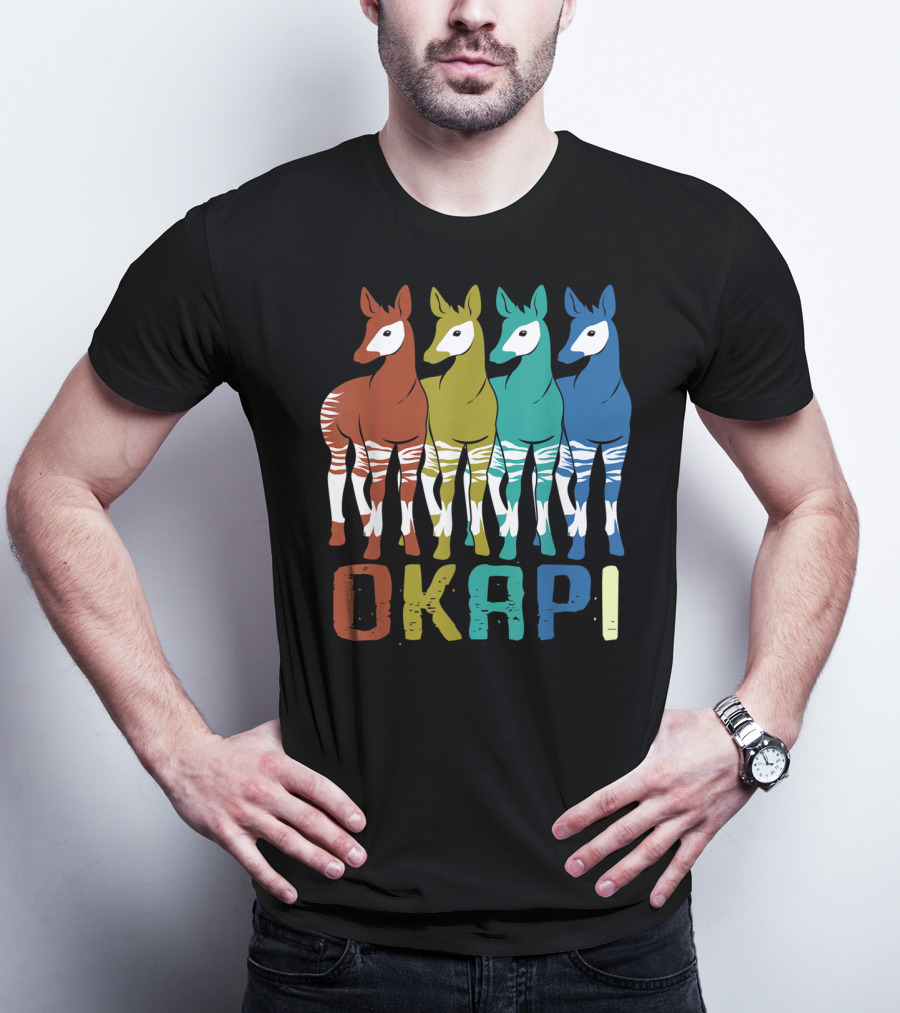 Okapi Family Colorful Okapi Flock T-Shirt