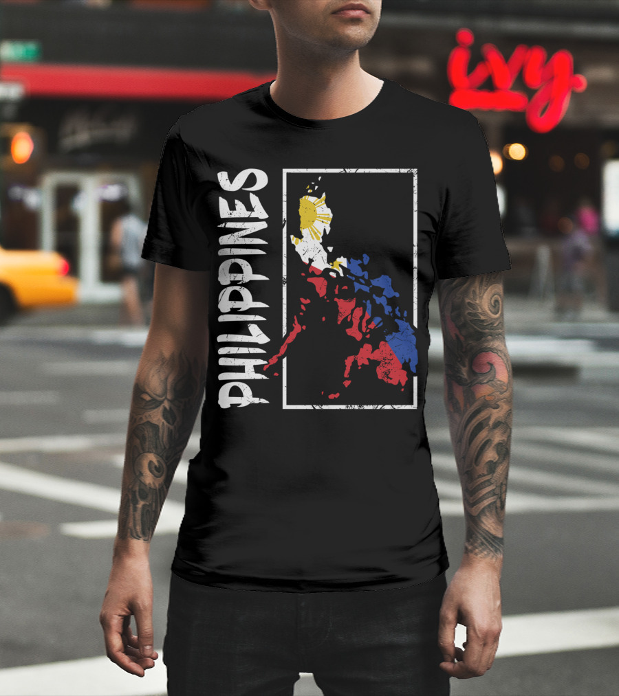Philippines Flag Map And Filipino Pride T-Shirt