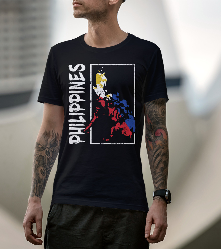Philippines Flag Map And Filipino Pride T-Shirt
