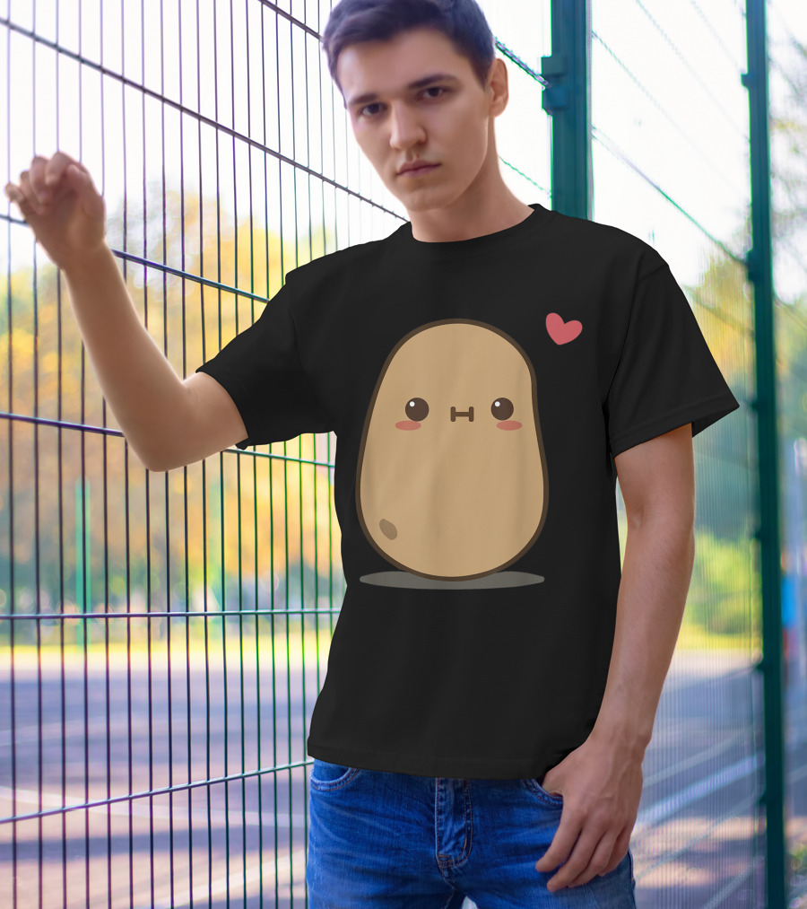 Potato Love Heart Cute Kawaii Character With Heart Balloon T-Shirt