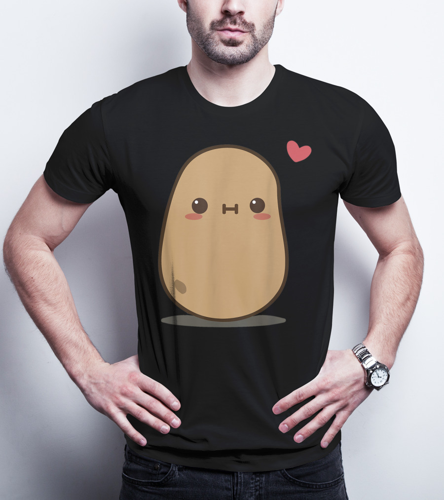 Potato Love Heart Cute Kawaii Character With Heart Balloon T-Shirt