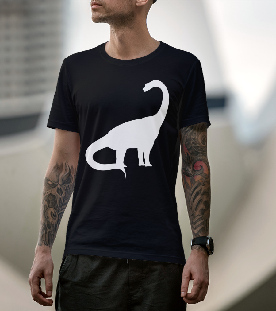 Retro Brachiosaurus Dinosaur Silhouette Classic Minimalist T-Shirt