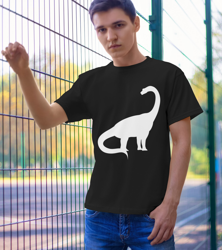 Retro Brachiosaurus Dinosaur Silhouette Classic Minimalist T-Shirt