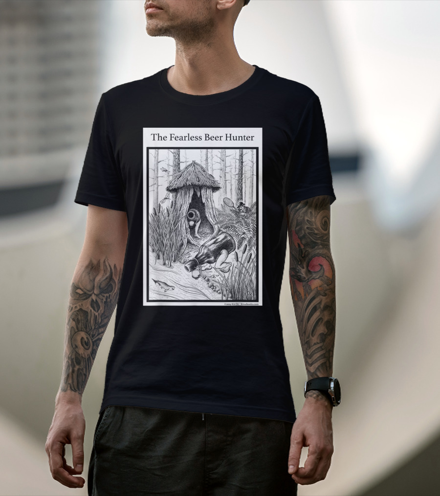 The Fearless Beer Hunter Forest Adventure Hut Scene T-Shirt
