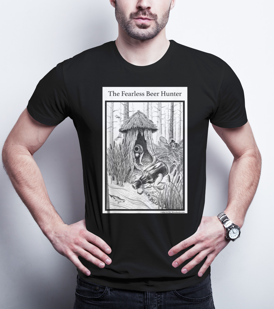 The Fearless Beer Hunter Forest Adventure Hut Scene T-Shirt