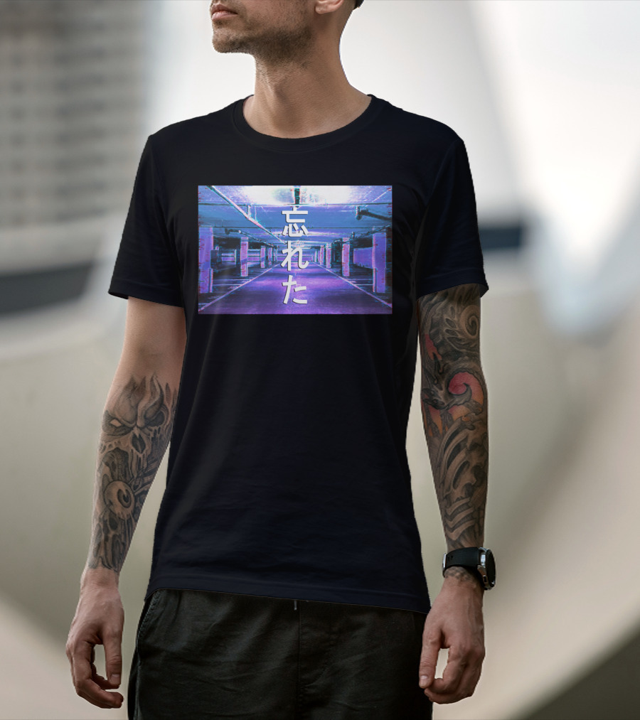 Forgotten Vaporwave Aesthetic Underground Parking Scene Japanese Text T-Shirt