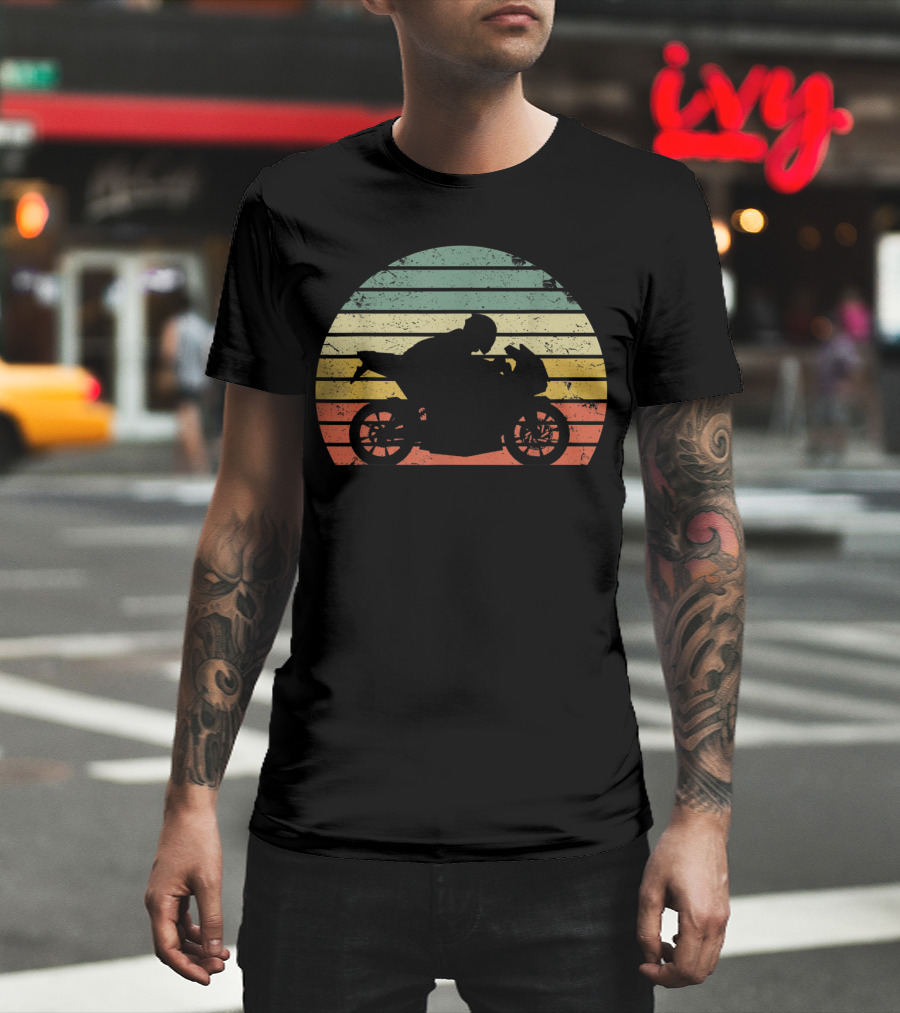 Vintage Biker Motorcycle Retro Sunset T-Shirt
