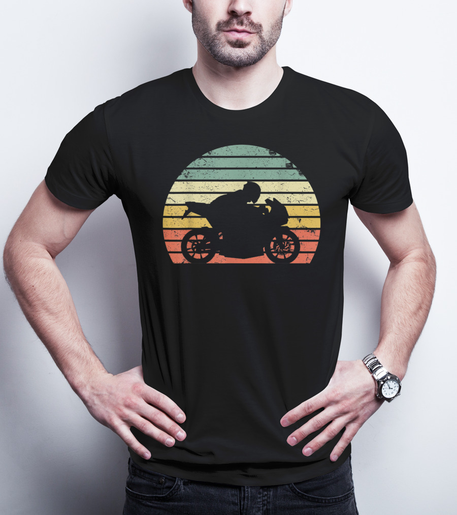 Vintage Biker Motorcycle Retro Sunset T-Shirt