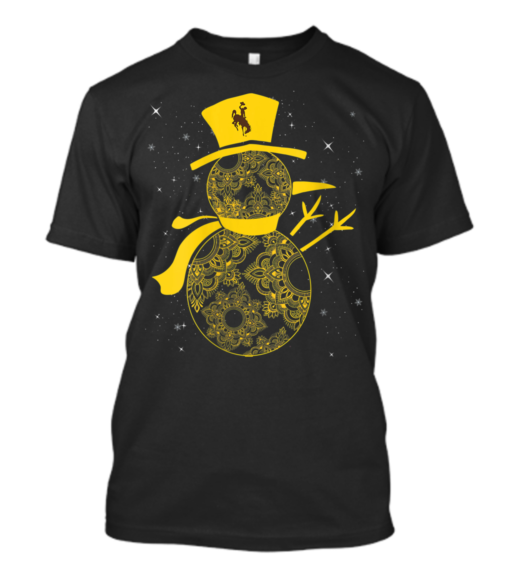 Wyoming Cowboys Mandala Snowman With Cowboy Hat T-Shirt