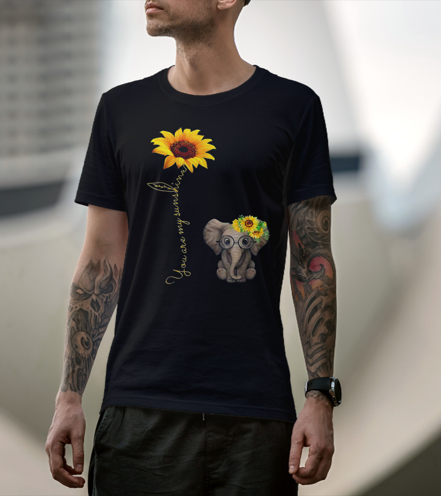 You Are My Sunshine Sunflower Elephant Hippie T-Shirt