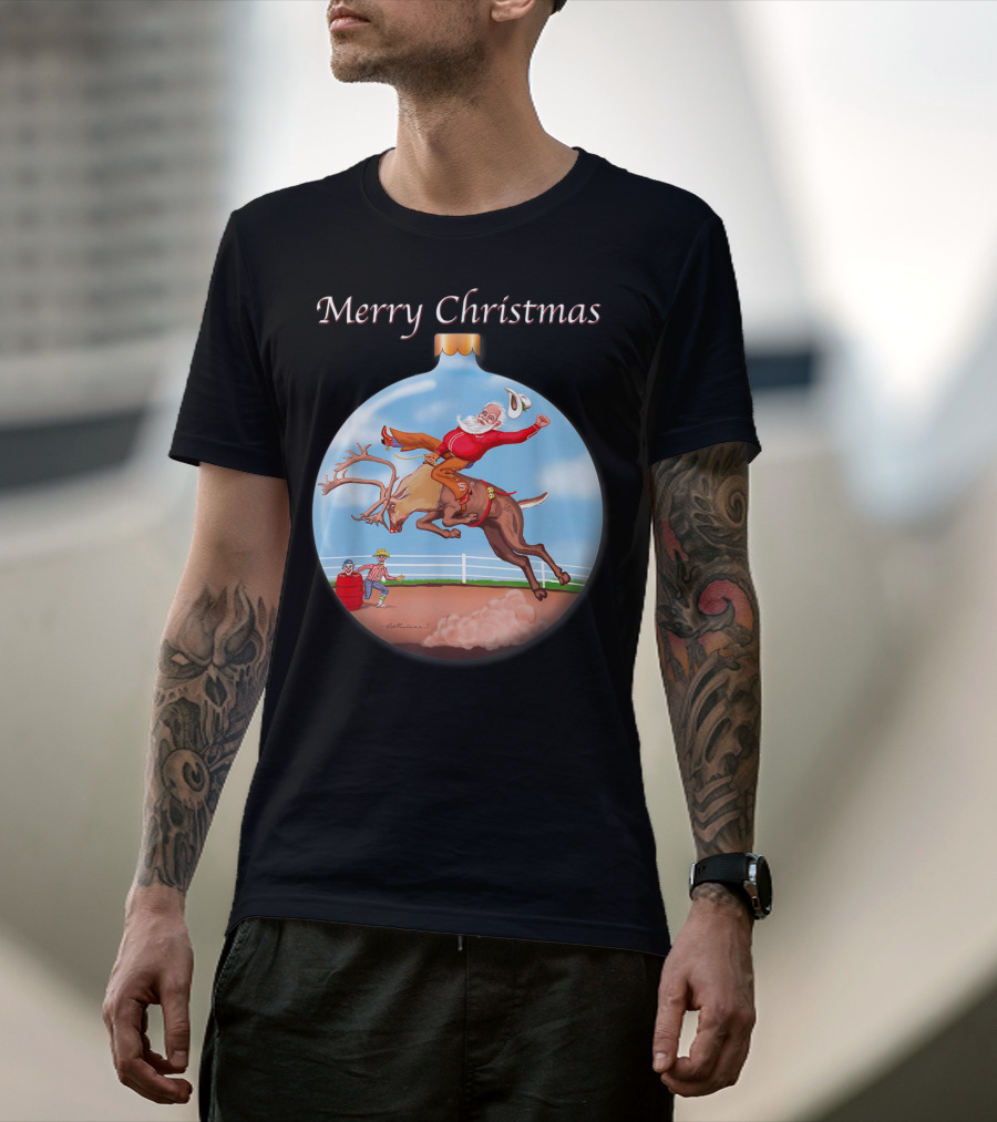 Merry Christmas Santa Claus Riding Rudolph T-Shirt