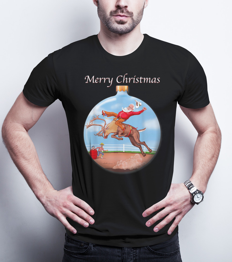 Merry Christmas Santa Claus Riding Rudolph T-Shirt