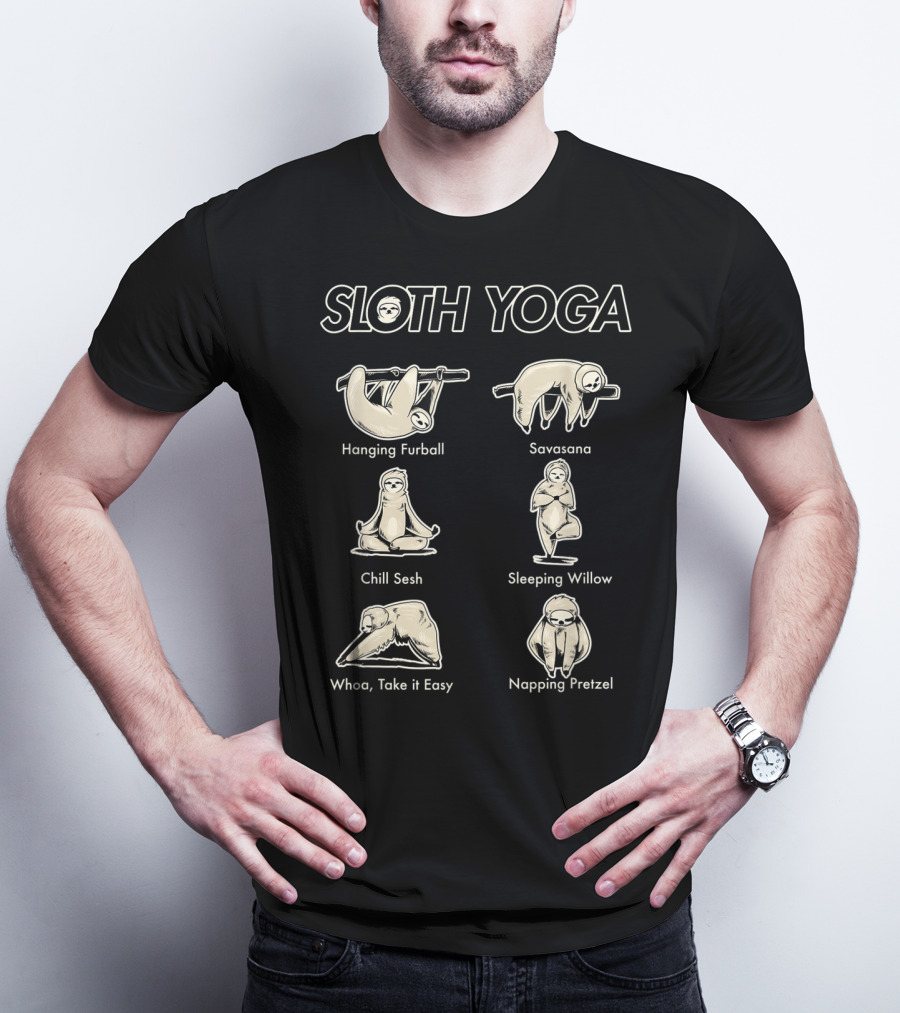 Vintage Funny Cute Sloth Yoga Lover Hanging Furball Savasana Chill Sesh Sleeping Willow Napping Pretzel T-Shirt